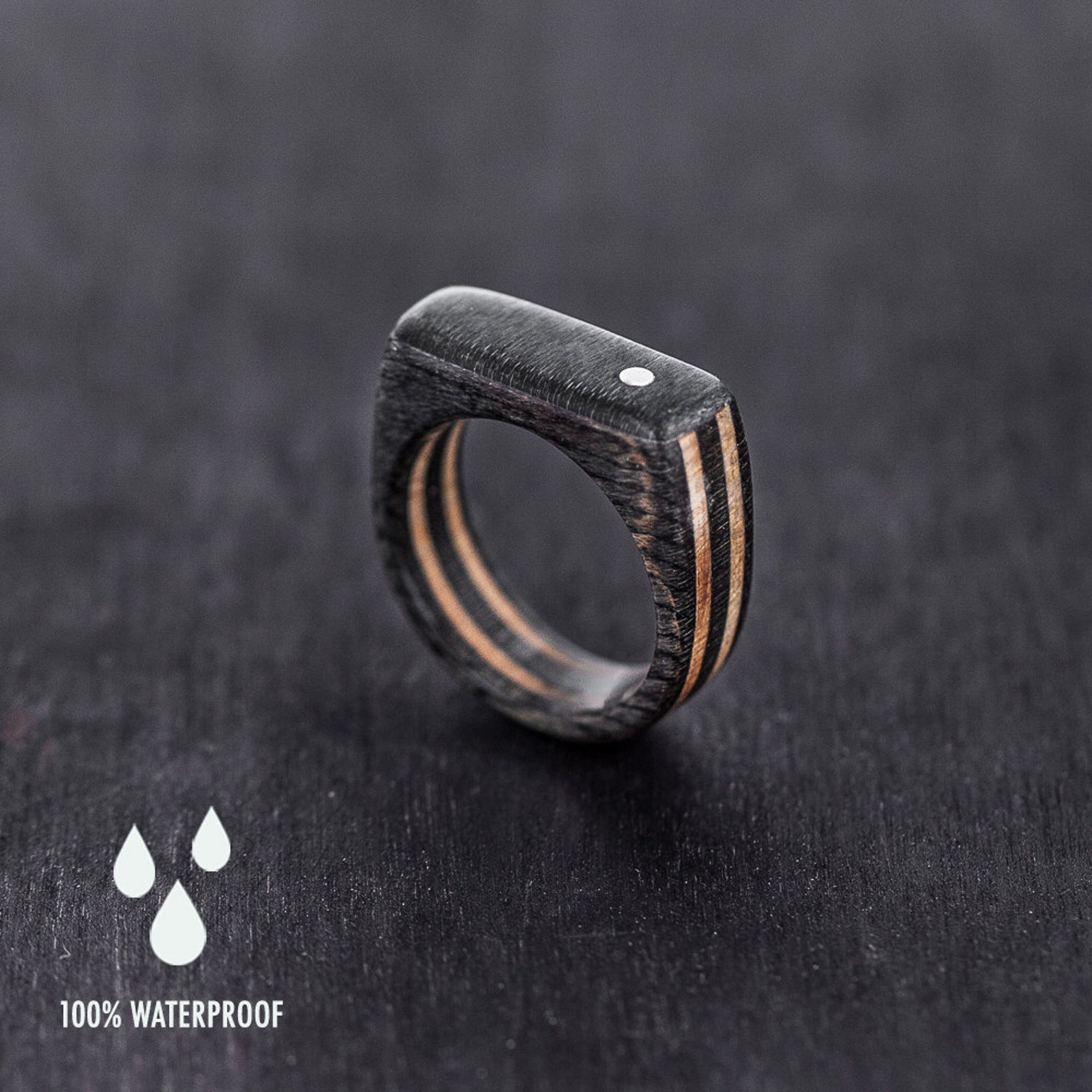 Wooden Ring Silver Skateboard Ring Skateboard Gift - Etsy