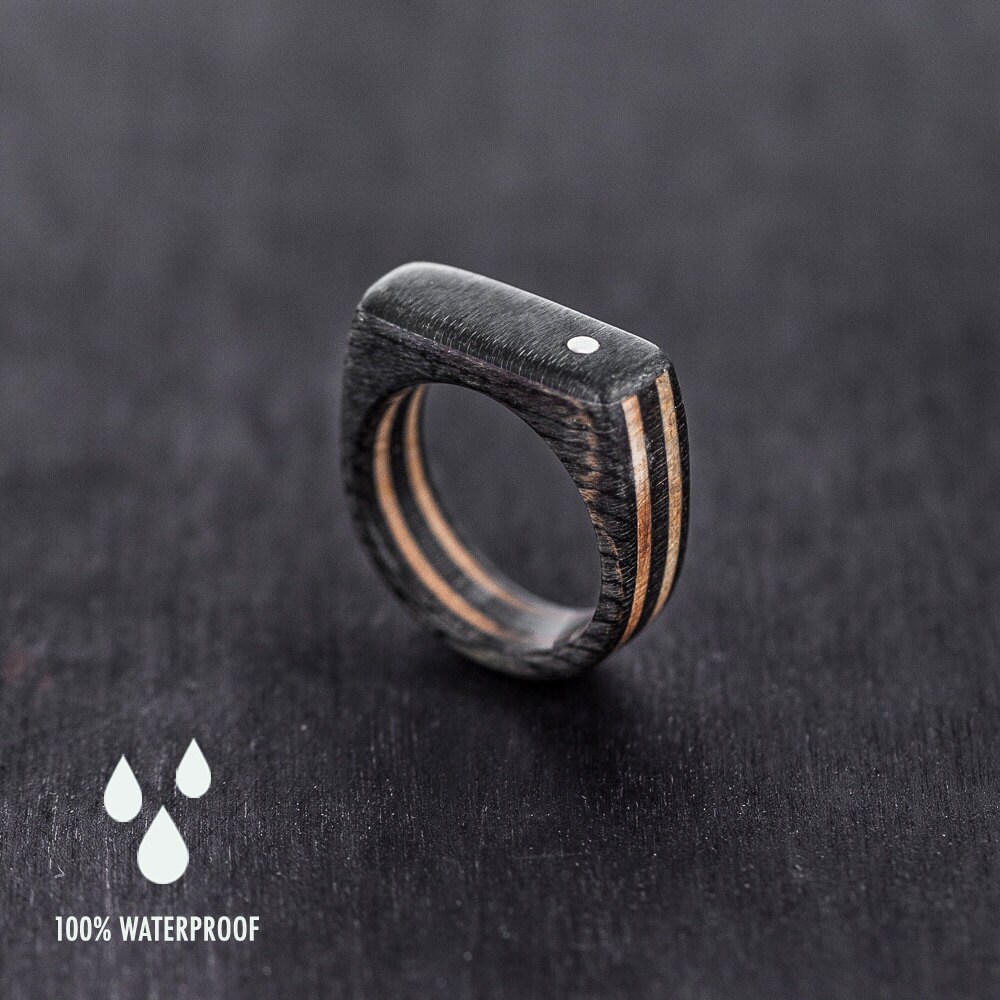 Wooden Ring Silver Skateboard Ring Skateboard Gift | Etsy