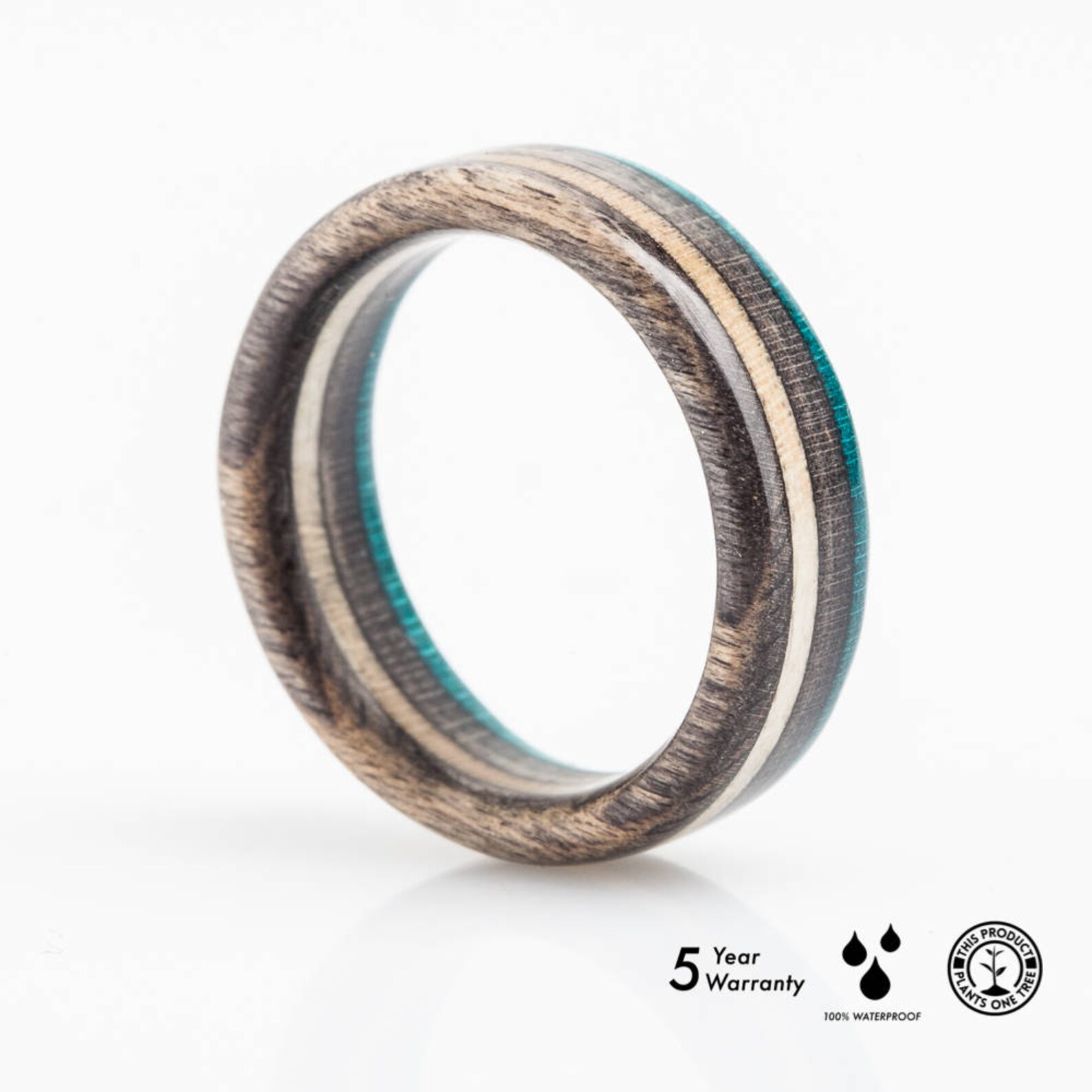 Recycled Skateboard Ring - Wooden Ring - Nature Lover Gift - Surf Gift ...