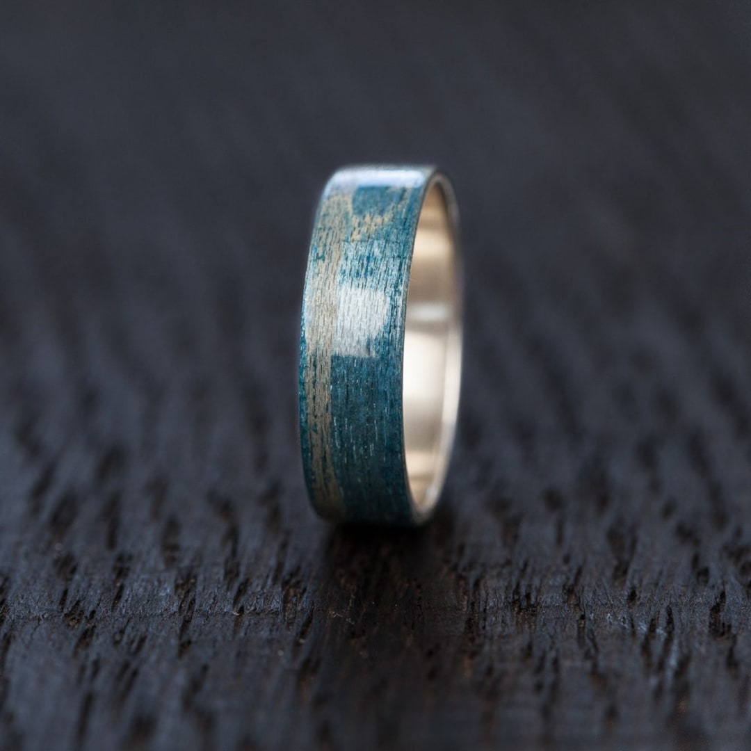 Silver Skateboard Ring - Bentwood - Blue - Wooden Ring - Recycled ...