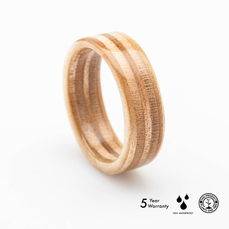 Custom Recycled Skateboard Ring Wooden Ring Design your | Etsy