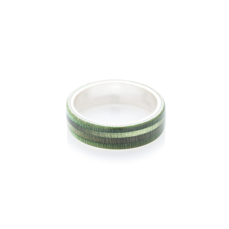 Zero Waste - Green Wooden Silver Ring - Skateboard Ring - Waterproof ...