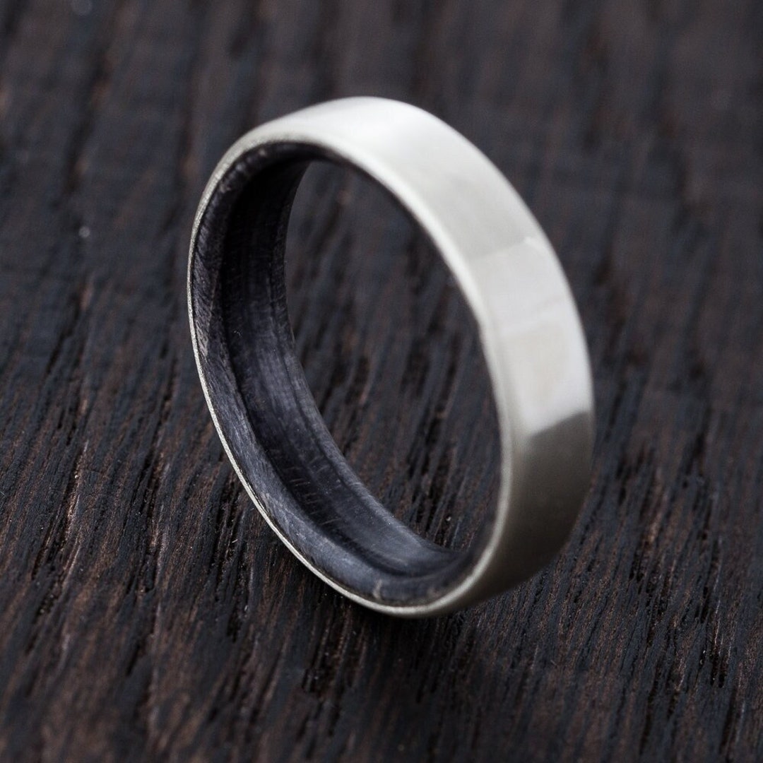 Wooden Silver Ring - Skateboard Ring - Waterproof Recycled Skateboards ...