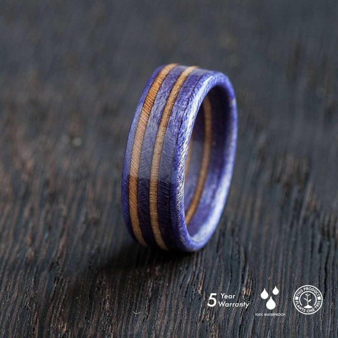 Wooden Ring - Skateboard Ring - Anniversary - Waterproof - Skate Ring ...