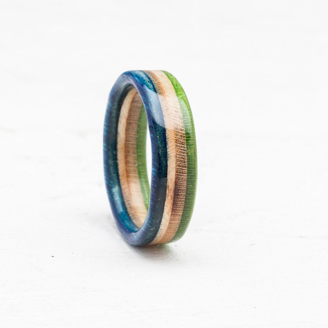 Wooden Ring - Skateboard Ring - Waterproof - Skate Ring - Blue - Wood ...