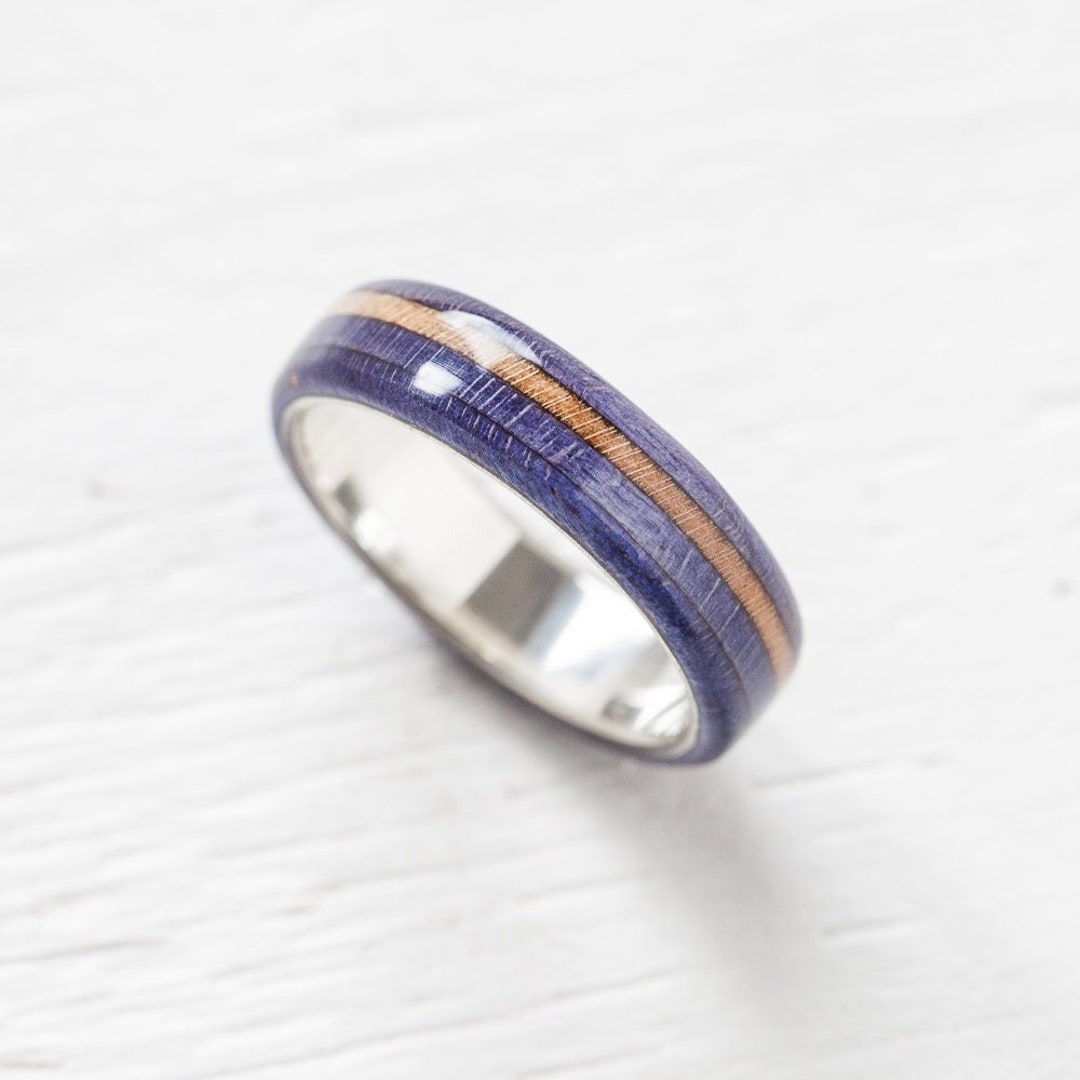 Silver Recycled Skateboard Ring, Wooden Ring, Wedding Ring - Etsy