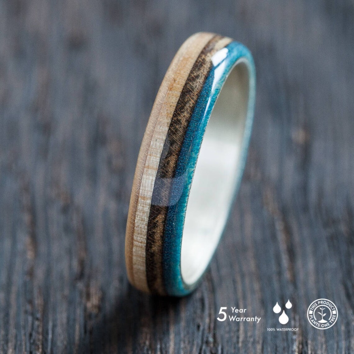 Skateboard Ring Wooden Silver Ring Recycled Jewelry | Etsy