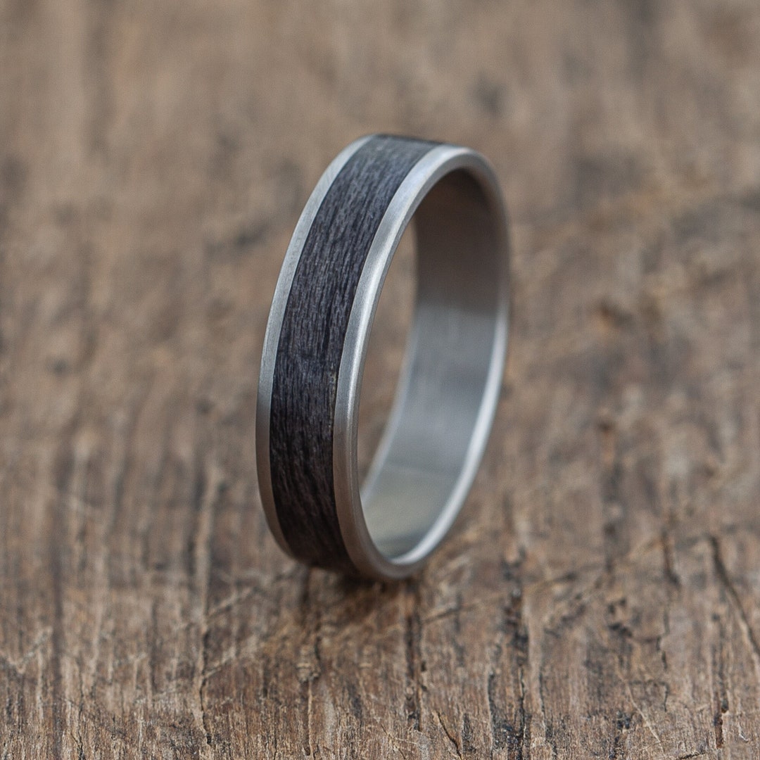 Black Titanium Wooden Ring | Recycled Maple Skateboards | Custom ...
