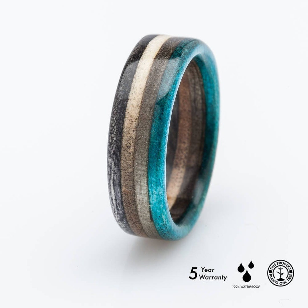Skateboard Ring - Wooden Ring - Recycled Skateboard - Wedding Ring ...