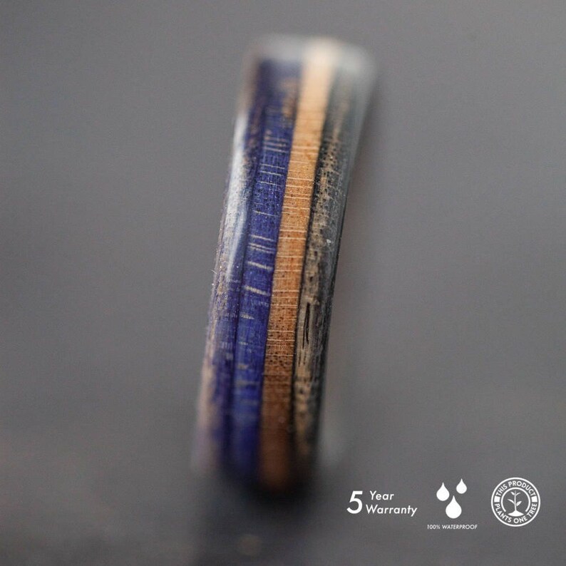 Waterproof Recycled Skateboard Ring Wooden Ring Wedding - Etsy