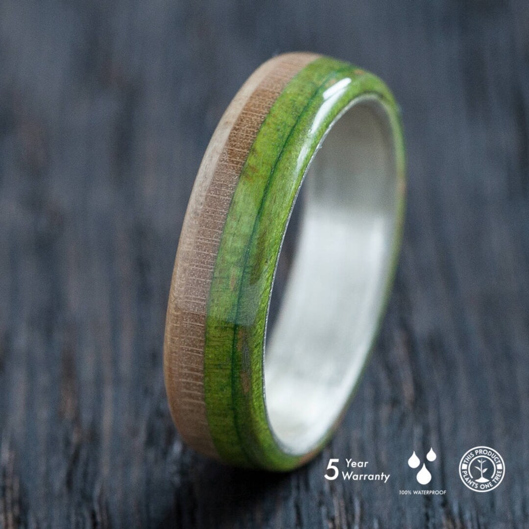 Green Skateboard Ring - Wooden Ring - Recycled Skateboard Ring ...