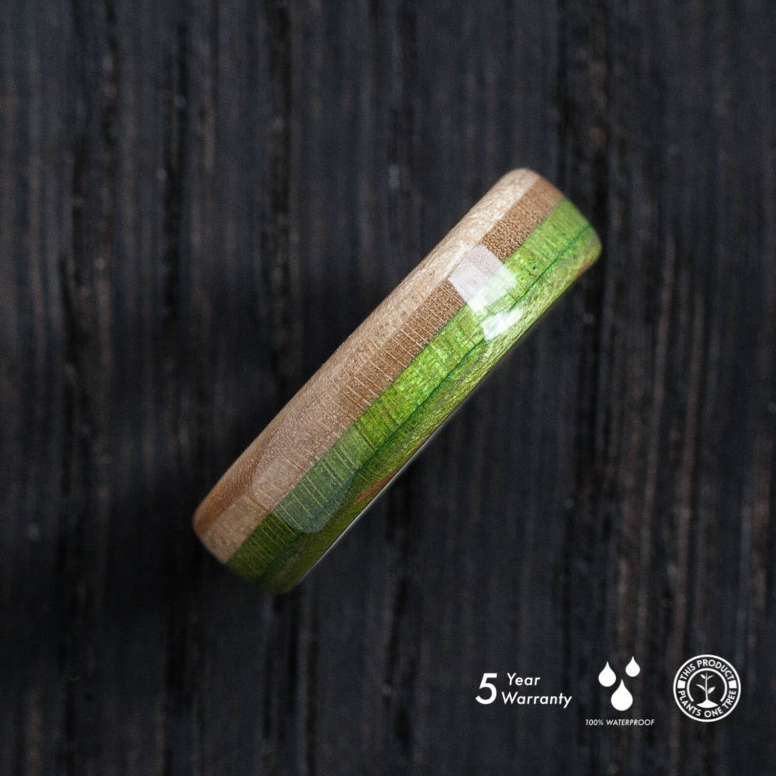 Green Skateboard Ring Wooden Ring Recycled Skateboard Ring | Etsy
