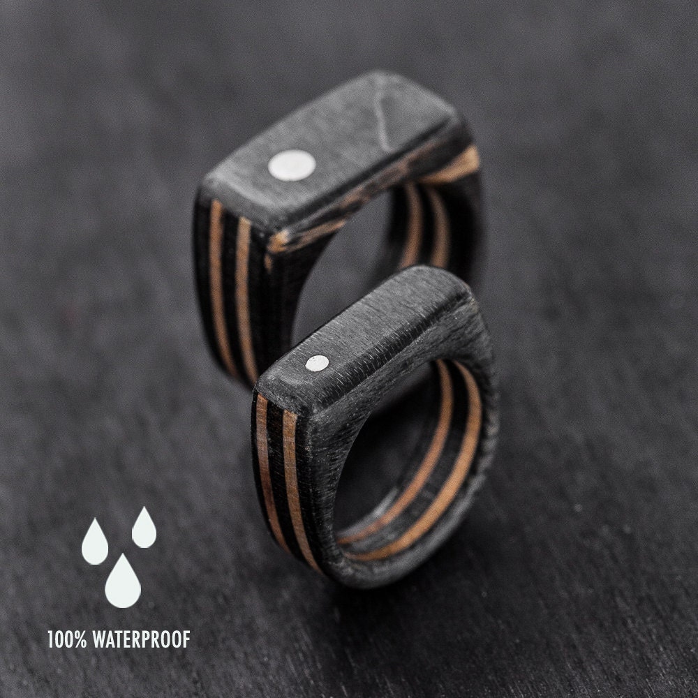 Wooden Ring Silver Skateboard Ring Skateboard Gift | Etsy