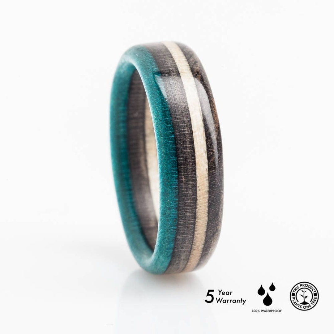 Recycled Skateboard Ring - Wooden Ring - Nature Lover Gift - Surf Gift ...