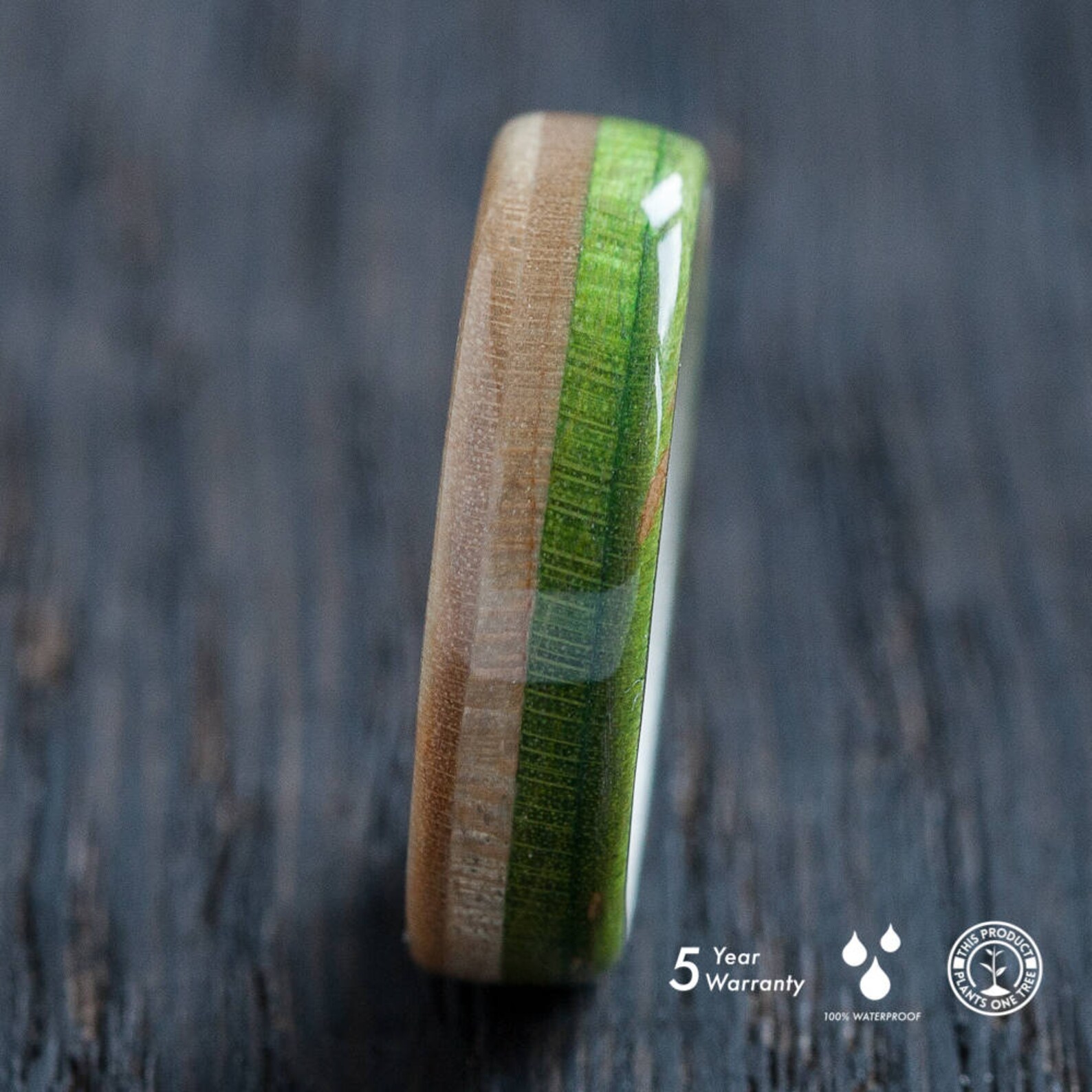 Green Skateboard Ring - Wooden Ring - Recycled Skateboard Ring ...