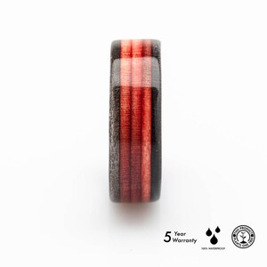 Recycled Skateboard Wooden Ring - Red - Bentwood Ring - Gift ...