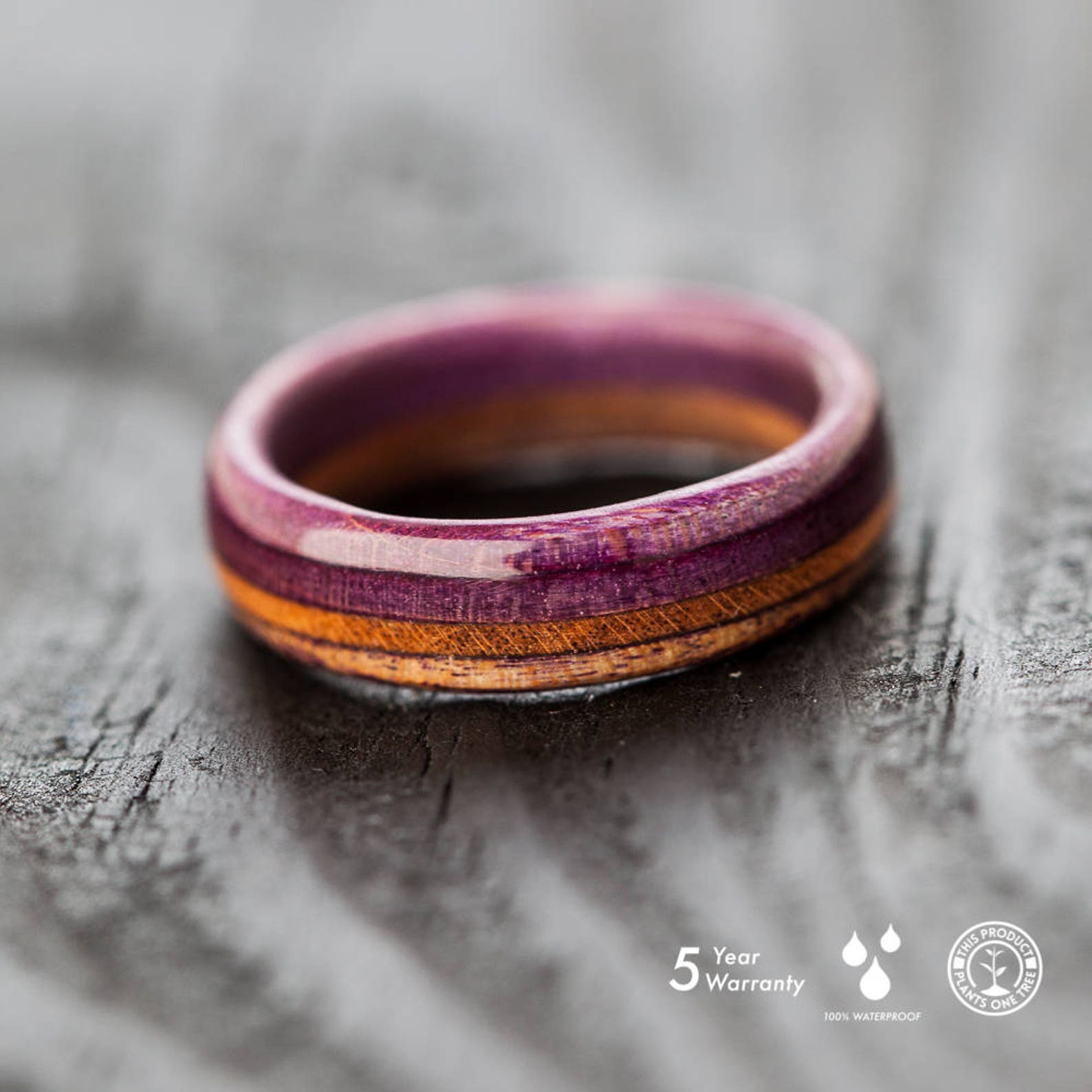 Purple Wooden Ring Skateboard Ring Skateboard Gift | Etsy