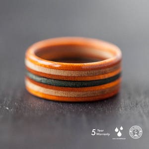 Skateboard Ring Orange Wooden Ring Recycled Skateboard Wedding Ring ...