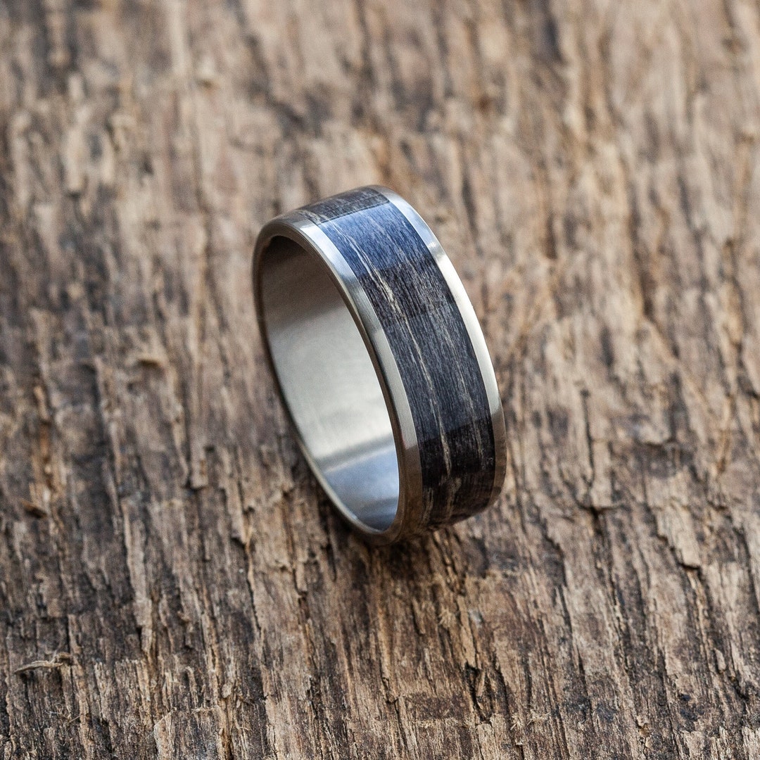 Black Titanium Recycled Skateboards Ring - Extra Durable - Wooden Ring ...