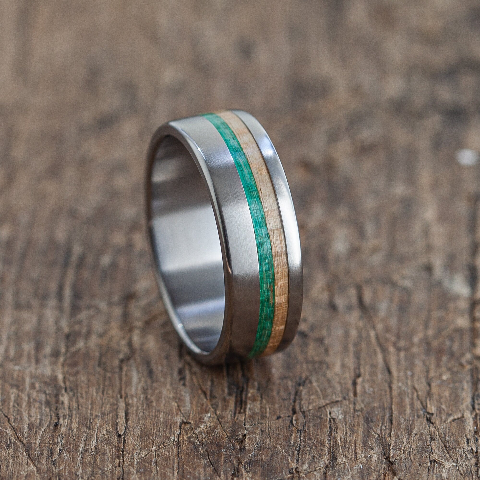 Titanium & Recycled Maple Wood Ring | Waterproof, Free Gift Box ...