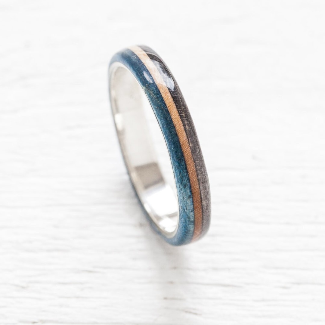 Wooden Silver Ring - Skateboard Ring - Waterproof - Recycled ...