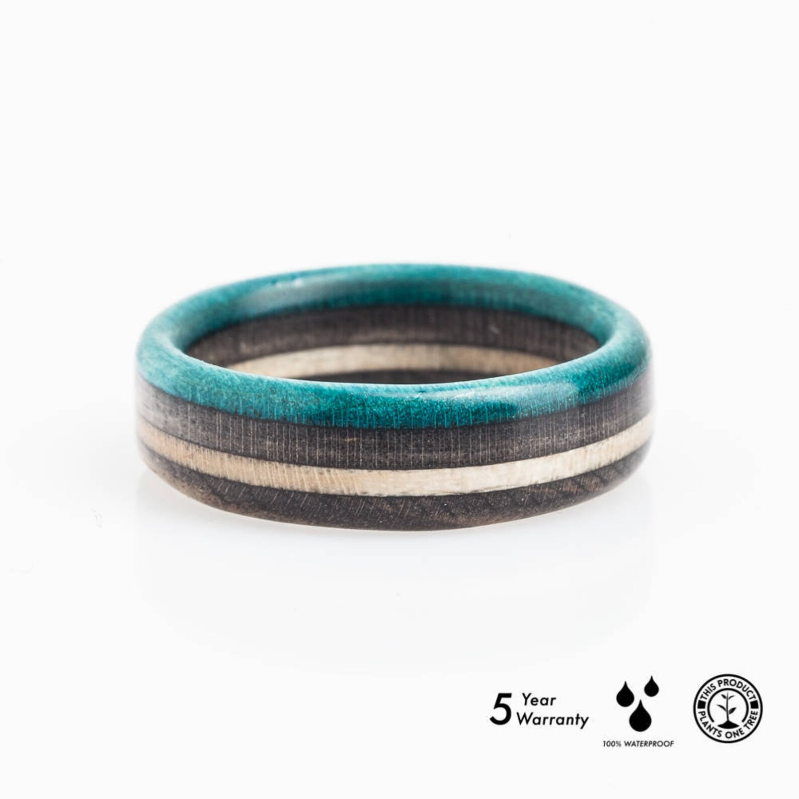 Recycled Skateboard Ring - Wooden Ring - Nature Lover Gift - Surf Gift ...