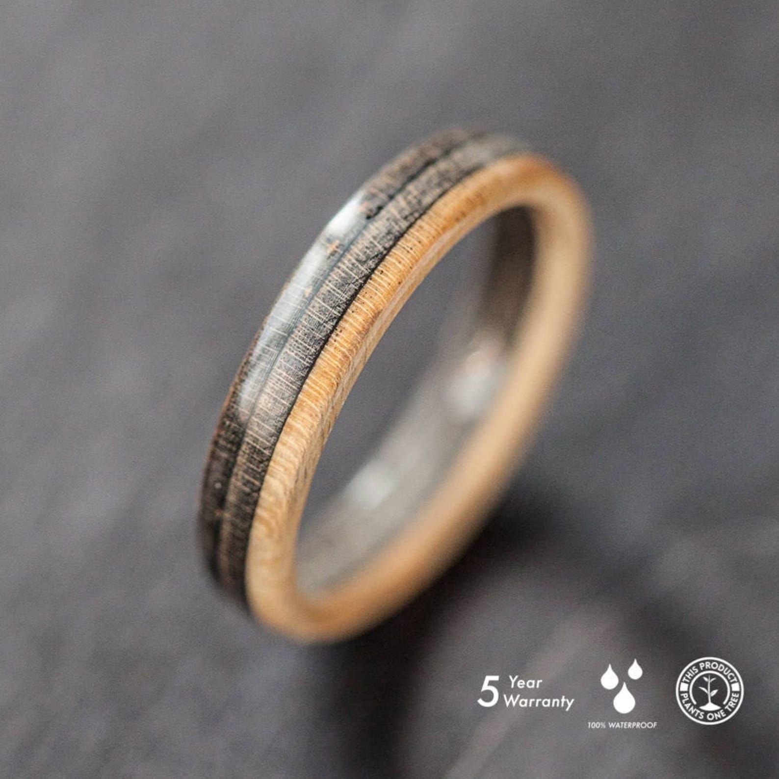 Wooden Ring Skateboard Ring Skateboard Gift Recycled - Etsy