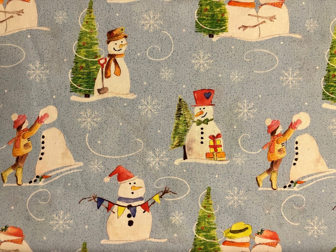 Snowman Fabric, Christmas Snowman, Christmas Fabric, 100% Cotton Fabric ...