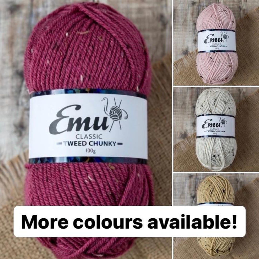 Emu Classic Tweed Chunky Yarn Wool. 100g Balls - Knitting Yarn ...