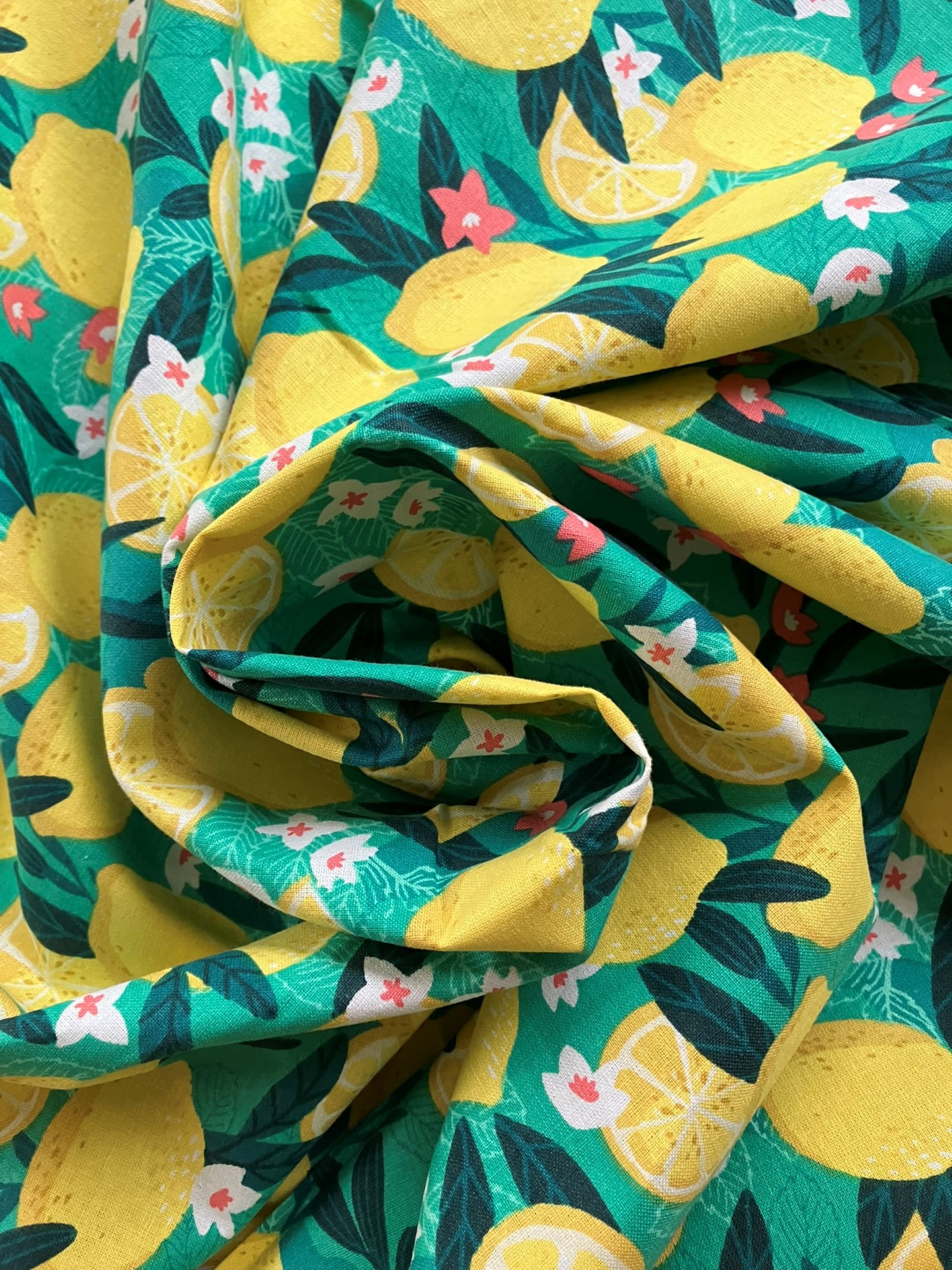 Lemon Print Fabric Fruit Print Fabric 100% Cotton Fabric - Etsy