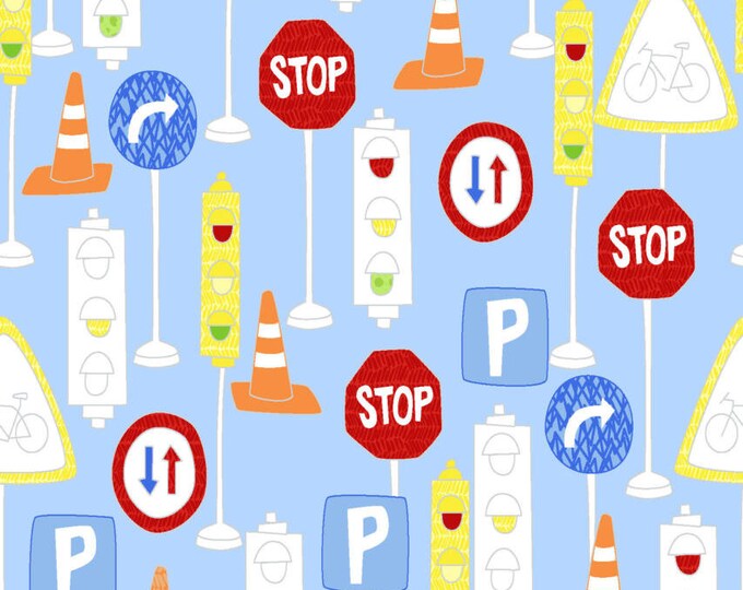 Road Sign Fabric, Car Fabric, Traffic Fabric, 100% Cotton Fabric by ...