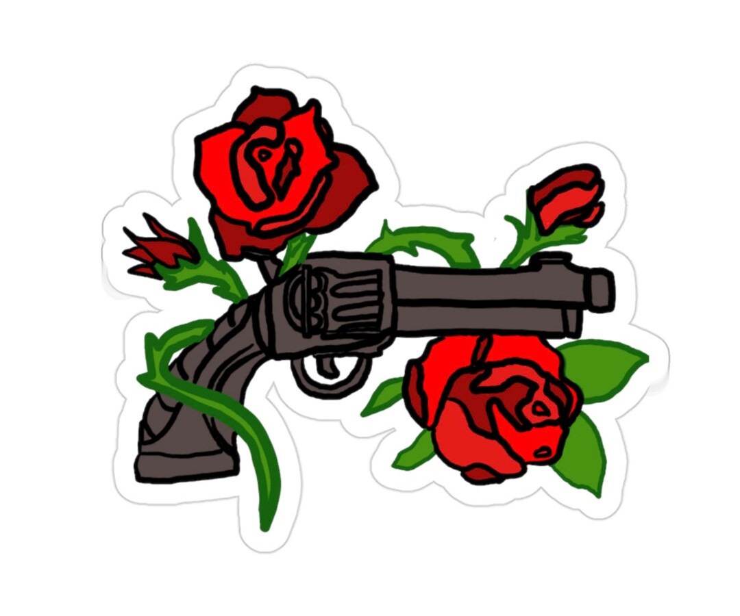 Gun & Roses Sticker - Etsy