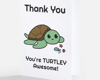 Watercolor Green Sea Turtle Thank You Cardocean Life - Etsy