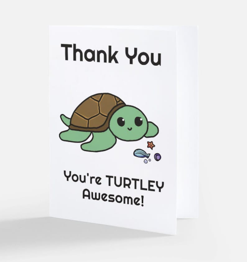Turtle Thank You Card - Etsy