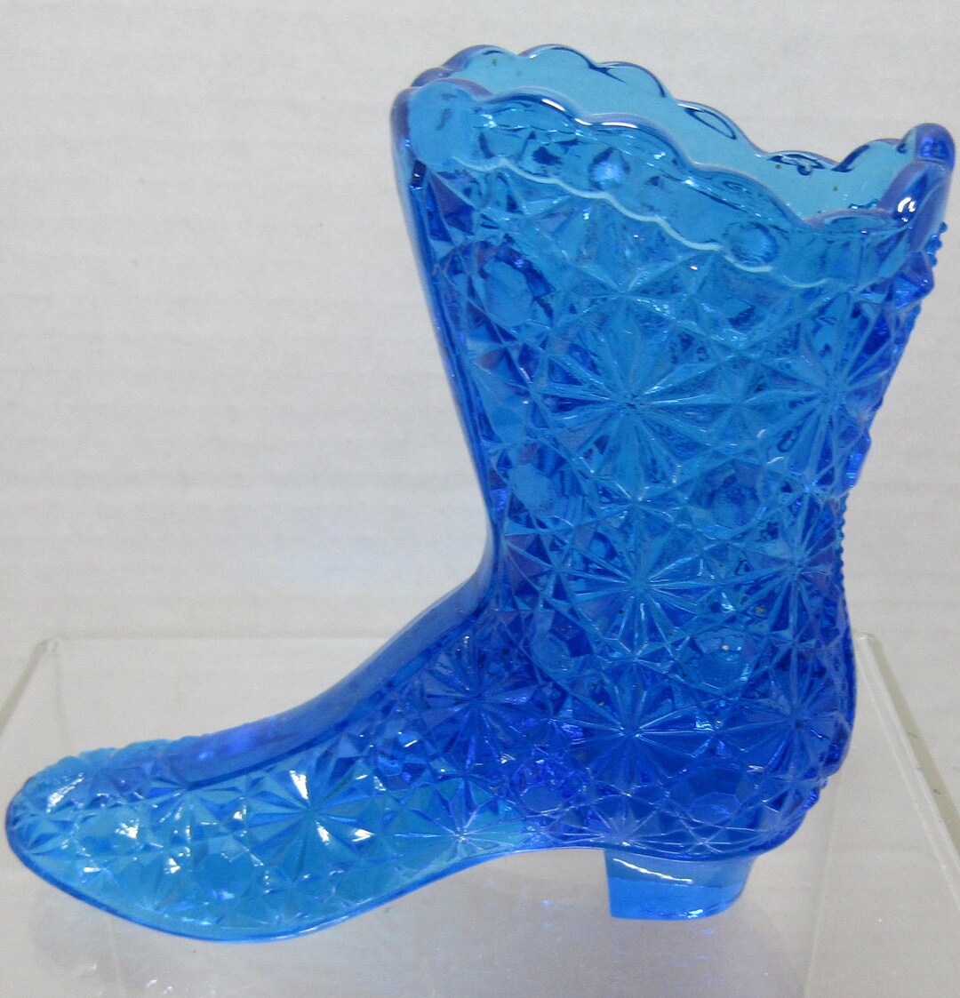 Vintage Fenton Art Glass Blue Boot Daisy & Button Pattern - Etsy