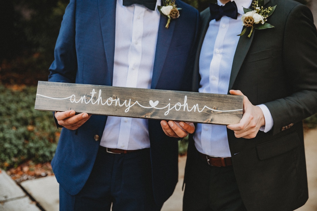 Personalized Gay Wedding - Joined Hearts Couple Sign - Mr and Mr ...