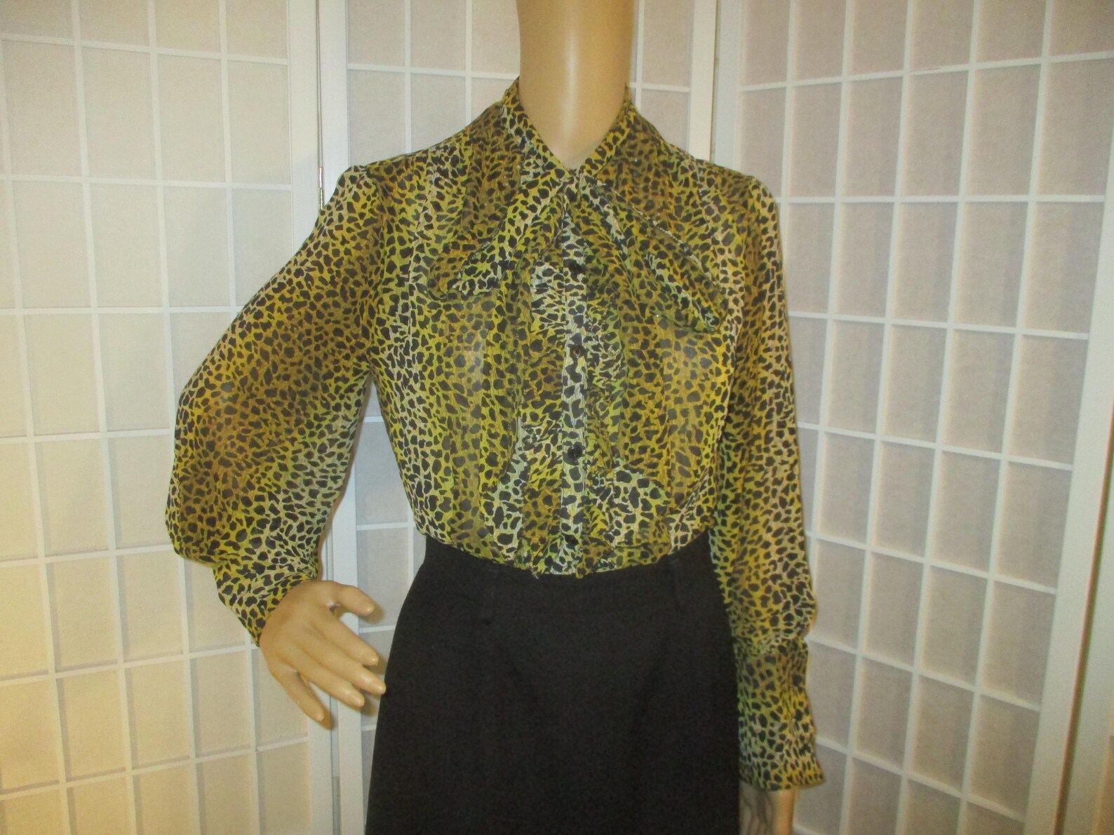Jones New York Leopard Print Ruffled With Tie Sash Blouse - Etsy