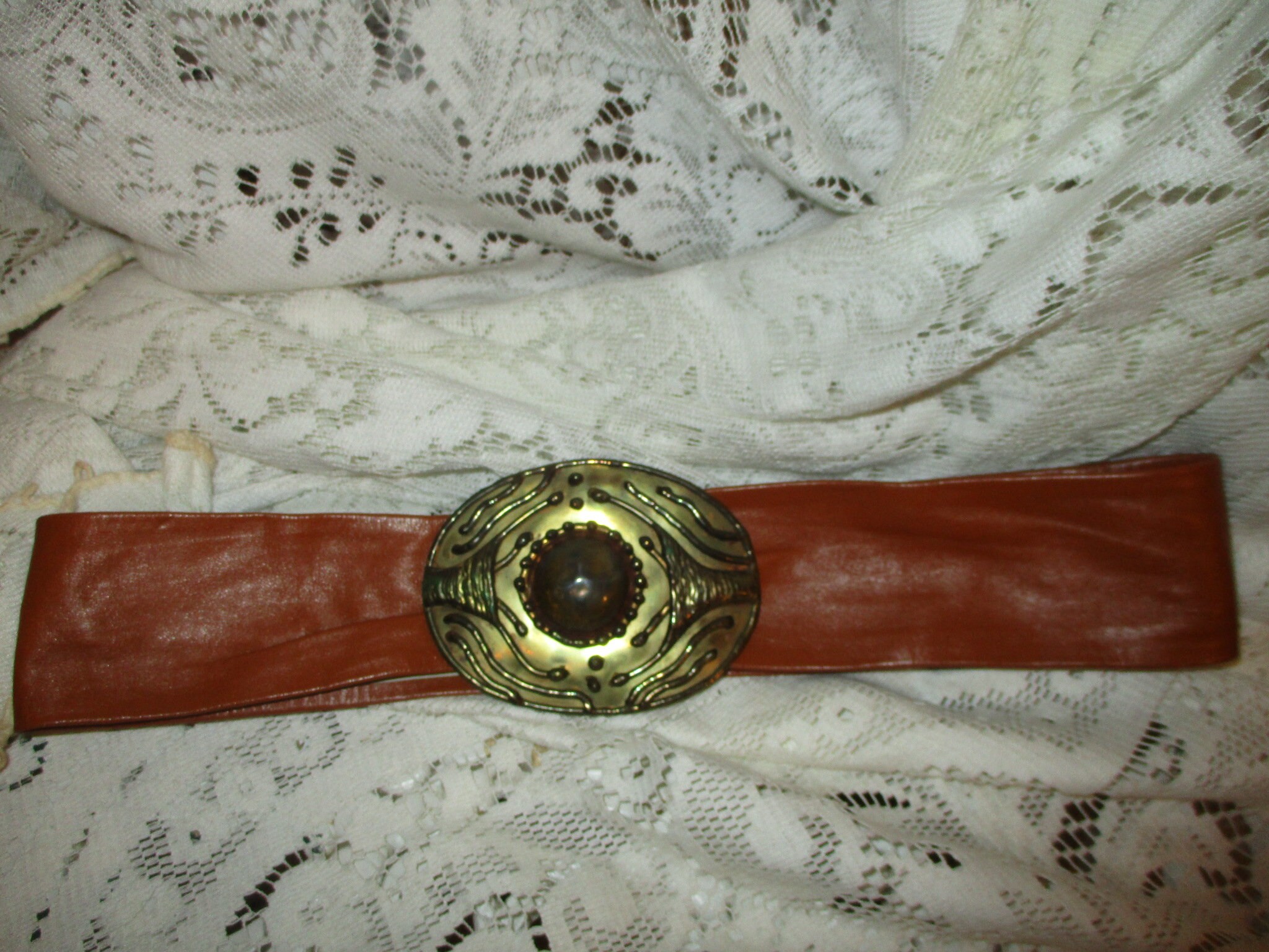 Leather Belt With Brass and Copper Buckle - Etsy