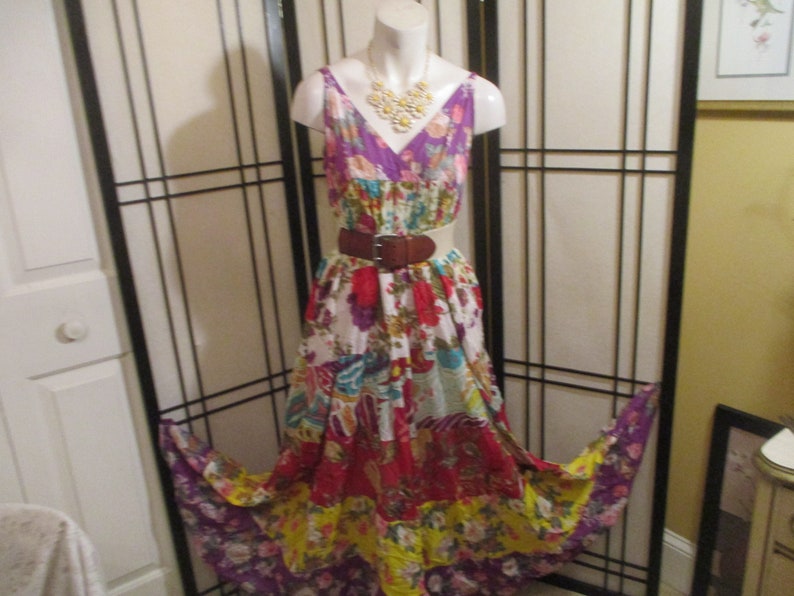 Boho Tiered Cotton Patchwork Sundress - Etsy