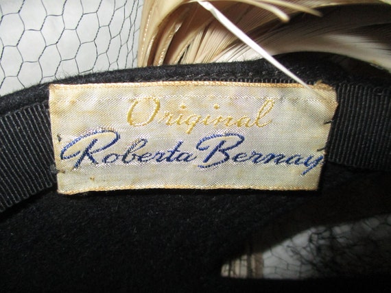 Roberta Bernays full veil feather hat - Gem