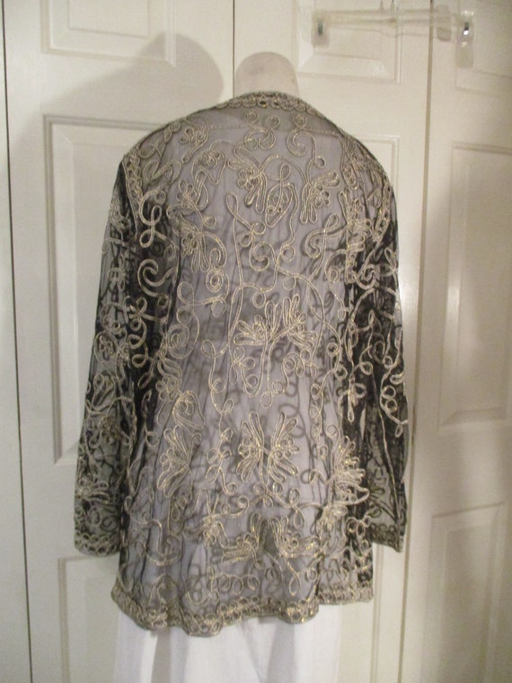 Jeannie mandarin style sheer mesh jacket - Gem