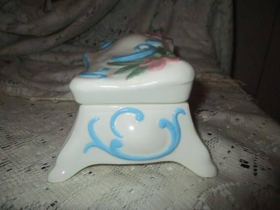 art nouveau ceramic hand painted box - Gem