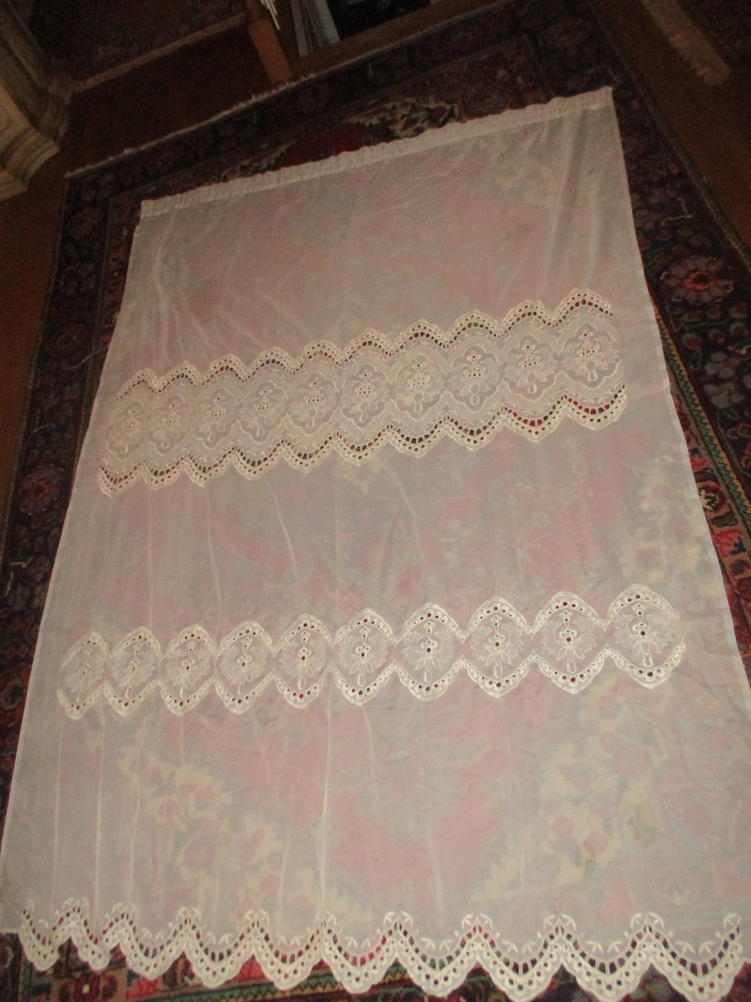 Embroidered Lacey Window Sheer Panel - Etsy