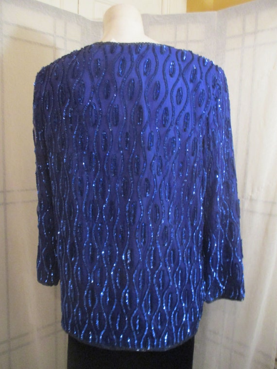 Cynthia Taylor royal blue beaded and beaded evening j… - Gem