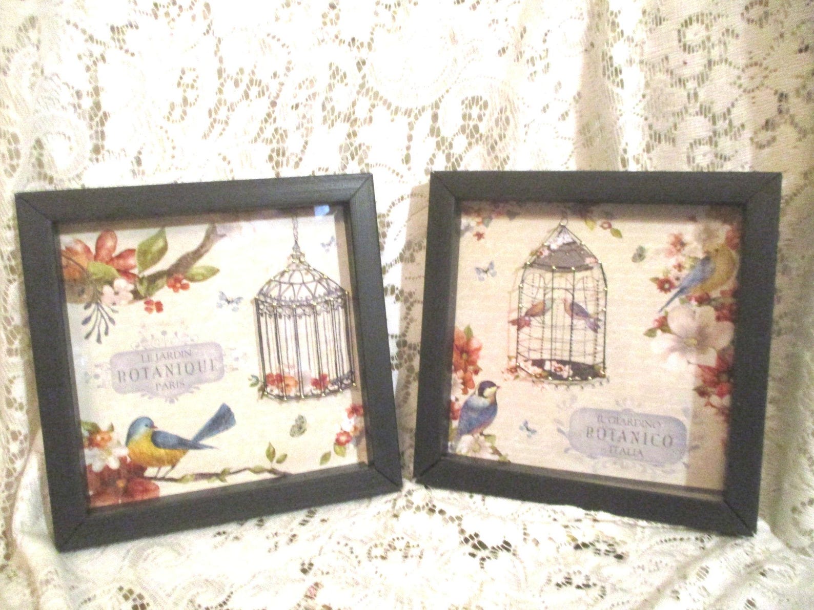 Pair Botanical String Art Shadow Box With Birds & Butterflies - Etsy