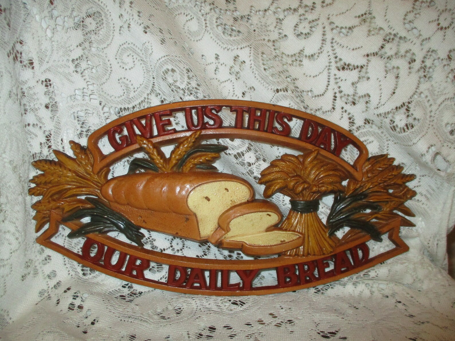 Sexton Give us this day our daily bread cast metal wall plaque | Etsy