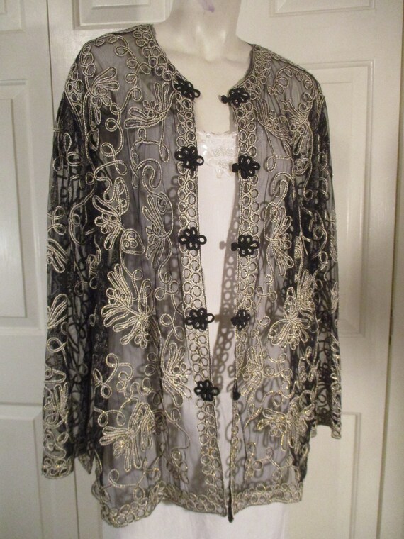 Jeannie mandarin style sheer mesh jacket - Gem