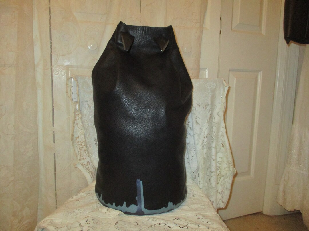 Large Pebbled Leather Hand Painted Draw String Duffle Bag - Etsy