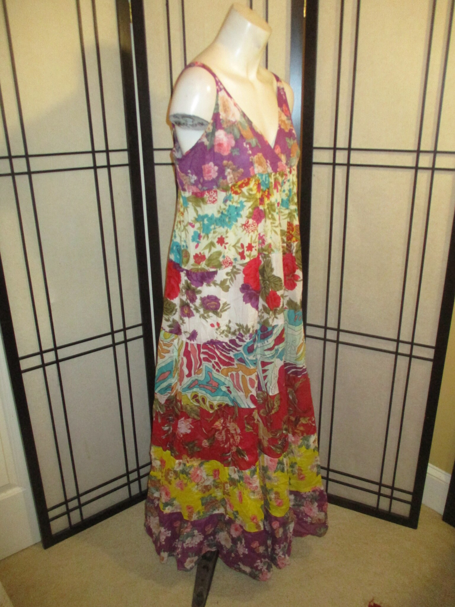 Boho Tiered Cotton Patchwork Sundress - Etsy