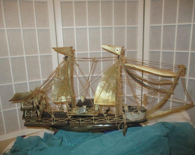 Large Handmade 2 Mast Sailing Ship Model Made of Horn - Etsy